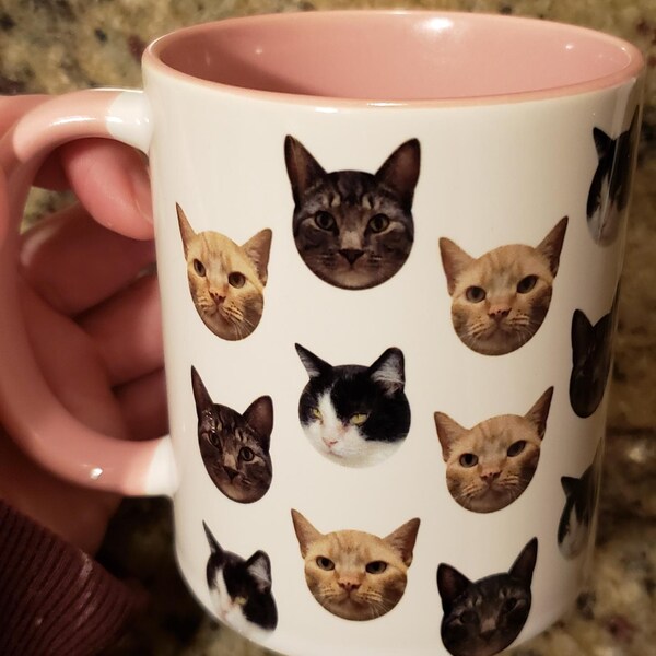 The Cats Lying on a Bookshelf Mug - Cats and Books Seamless Pattern Mug ...