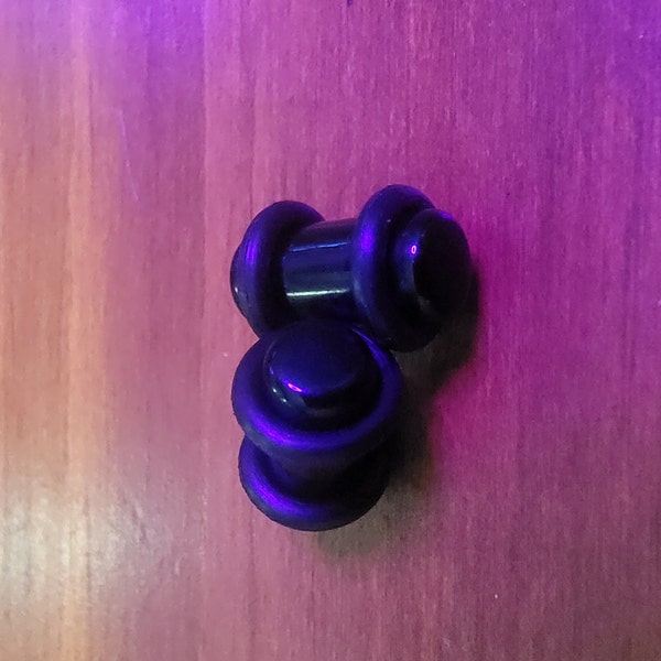 Black Non-flare Acrylic Ear Plugs Stretchers Gauges Pair/kit, Sizes ...
