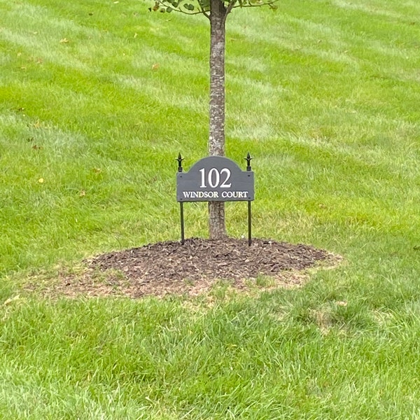 Stone Address Marker Plaque/ Lawn Stake / CARVED Arched Slate / Sign ...