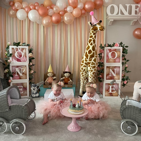 One Box 1st Birthday Decoration White Clear One Balloon Boxes First ...