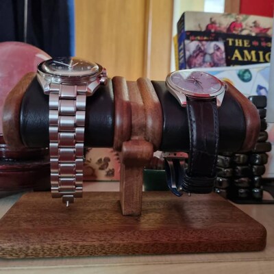 Mahogany Wood Watch Stand With Box, Wooden Watch Display for Men, Watch ...