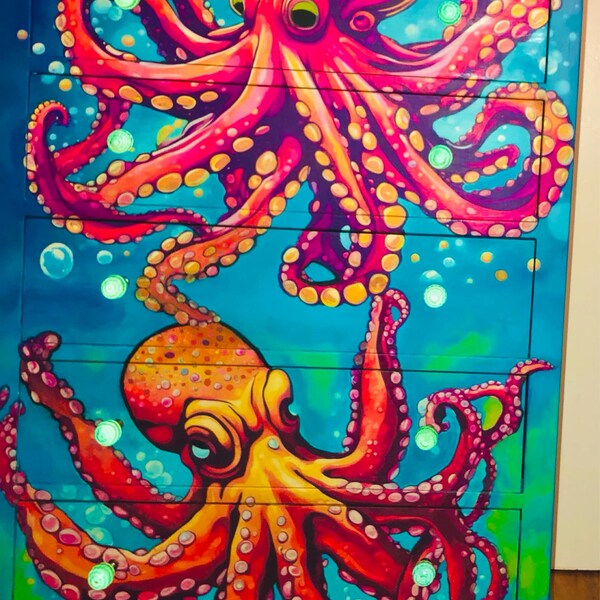 Vibrant Octopop: A Bold Pop Art Octopus Decoupage Design - Etsy