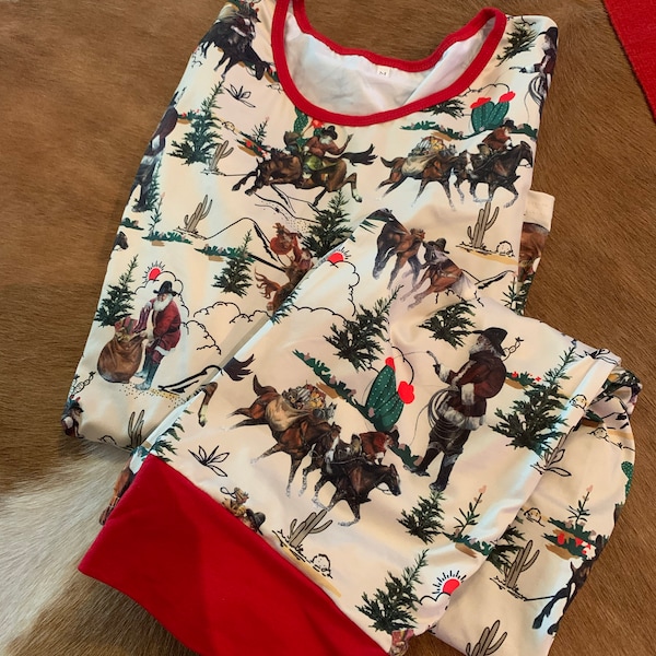 Cowboy Santa Christmas Pajamas - Family Matching Western Pjs | Razels ...