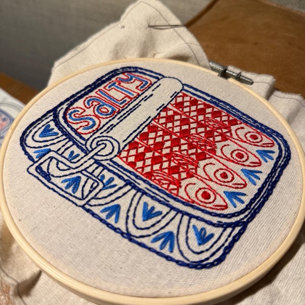 Sardines Complete Embroidery Kit - DIY, Beginner Friendly, Salty ...