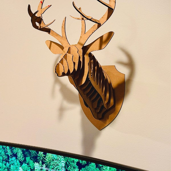 Deer Head 3D Wall Decor Wall Art Laser Cut Dxf Glowforge Svg File CNC ...