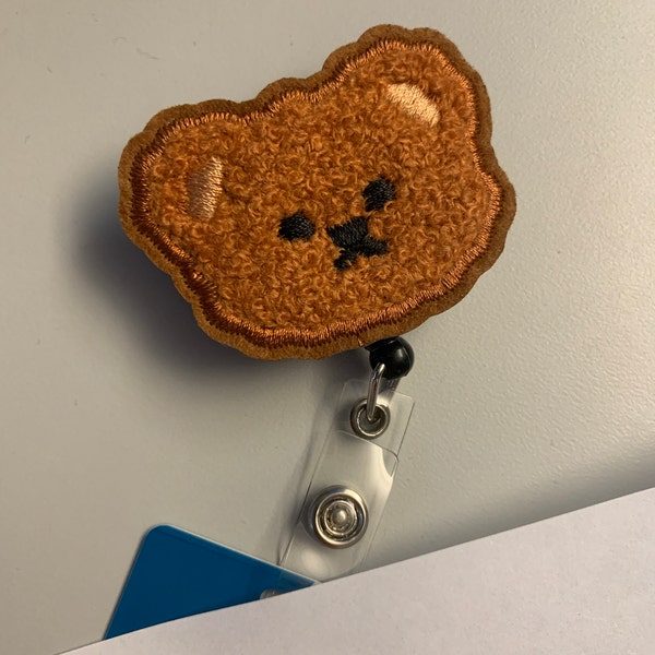 Fuzzy Bear Badge Reel, Retractable Badge Holder, Nurse Badge Reel ...