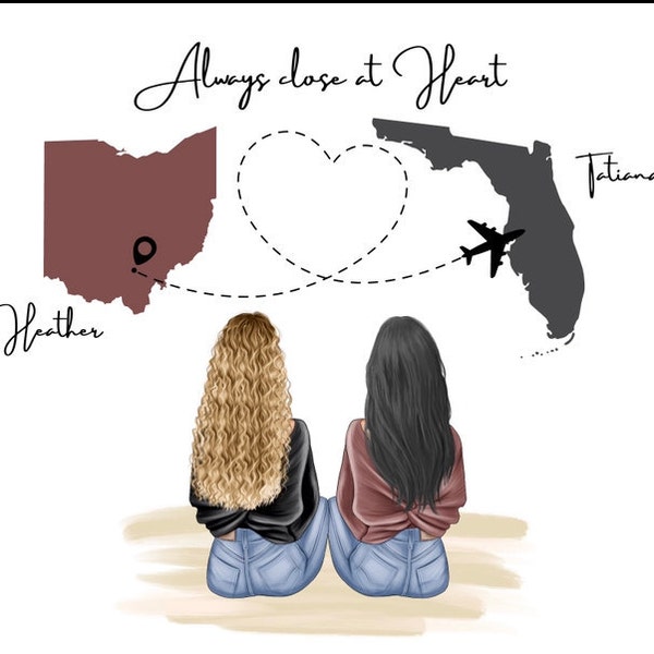 Always Close at Heart, Custom Best Friend Print, Long Distance ...