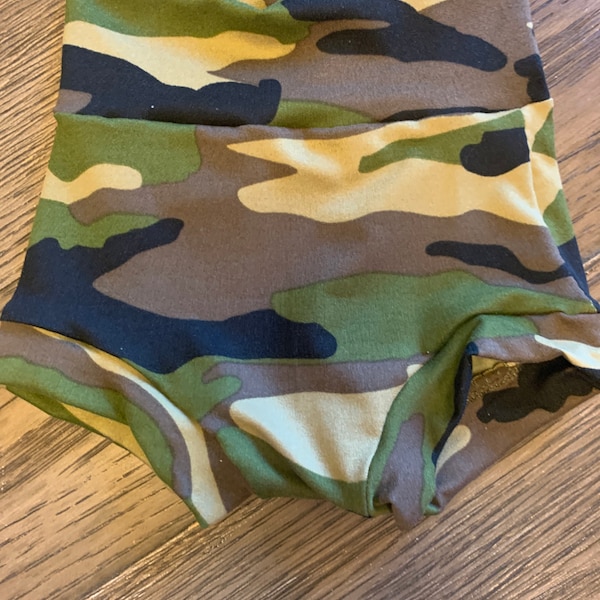 Army Olive Green Camouflage Double Brushed Polyester Stretchy Knit ...