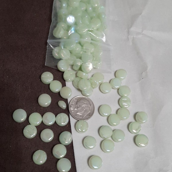 100 Iridescent Tiles, Tiny Round Tiles, Round Glass Mosaic Tiles ...