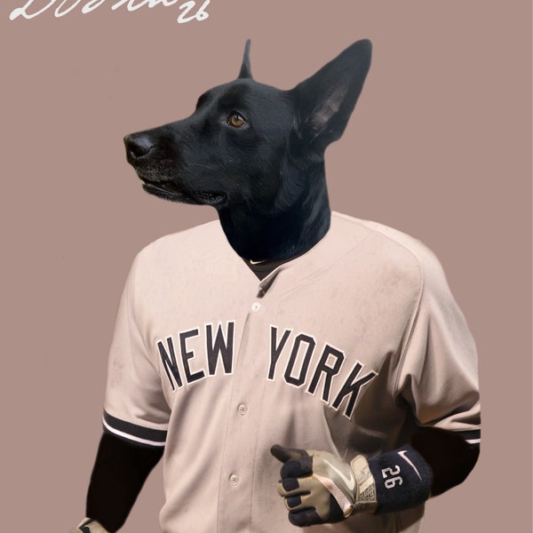 Custom Baseball Pet Portrait: New York Yankees Dog Art - Etsy