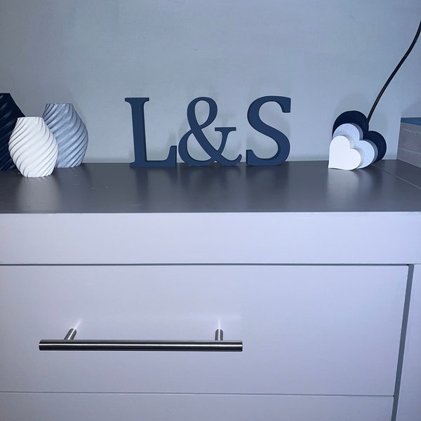 Navy Blue Wooden Letters and Numbers - Free-standing - 13cm Large ...