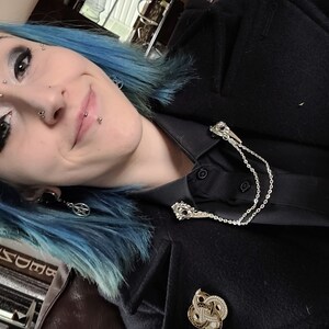 Collar Pin With Raven Skull and Chains, Lapel Pin Elegant Gothic ...