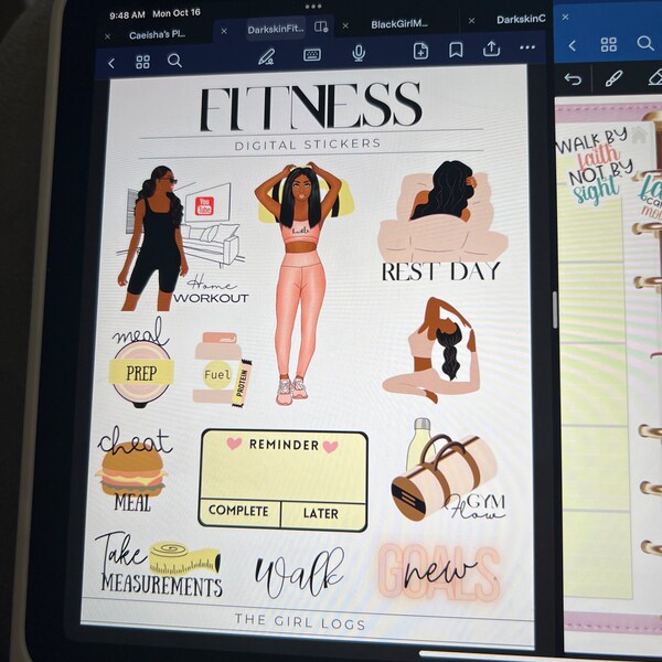 Goodnotes Stickers, Fitness Stickers, Digital Fitness Stickers, Fitness ...