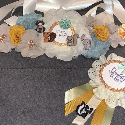 Forest Woodland Theme Baby Shower Mom to Be Maternity Sash, Forest ...