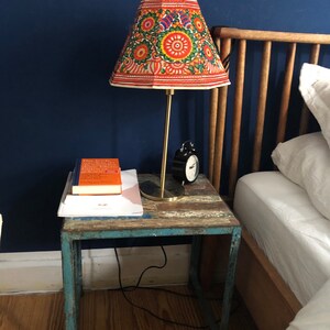 Mandala Pot Lamp Shade Large Sea-Blue Hand Painted Leather | Etsy