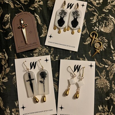 Gothic Punk Dagger Rose Enamel Pin Dark Chic Punk Accessories Hard ...