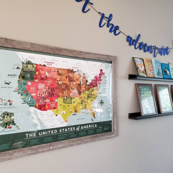 Educational Children's US Map, Fun Illustrated Map, US National Parks ...