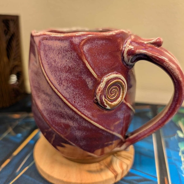 Faceted Pottery Coffee/tea Mug in Raspberry Glaze - Etsy