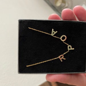 14K Gold Initial Necklace, Family Initial Neklace, Multiple Initial ...