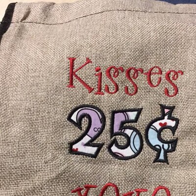 Applique Kisses 25 Cents Machine Embroidery Design 4 Sizes - Etsy