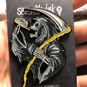 Drinkin' Reaper Enamel Pin - Etsy