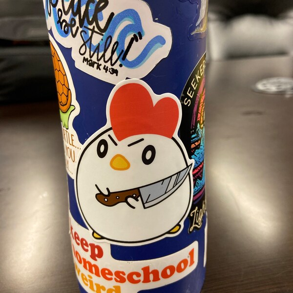 Chicken With a Knife Sticker - Etsy