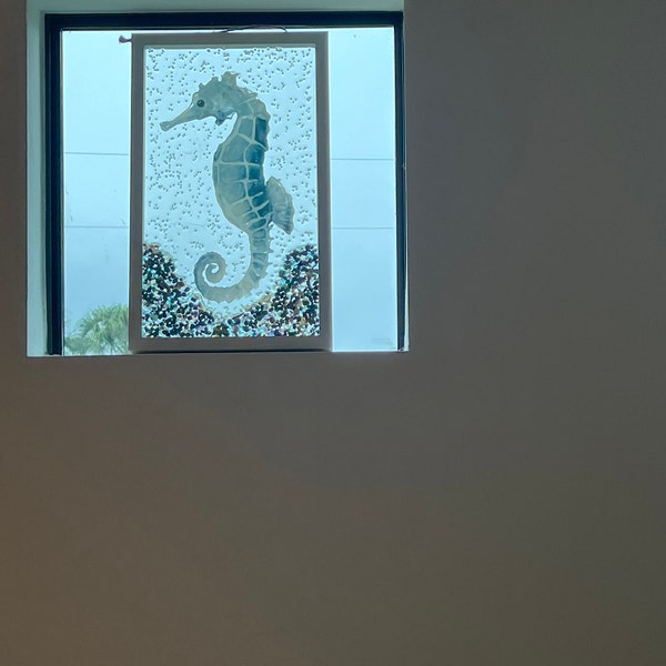 Seahorse Glass Window, Art, Ocean, Beach, Chunky Glass, Outer Banks ...