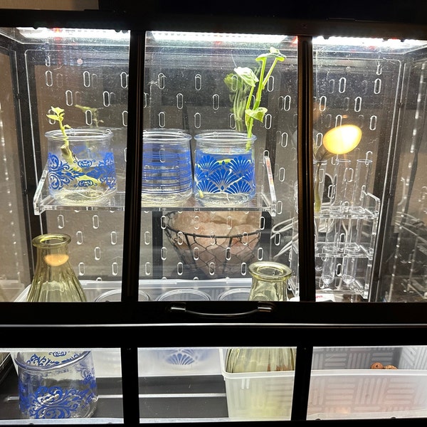 AKERBAR Desktop Greenhouse (17in) Acrylic Pegboard and Shelf Kit for ...