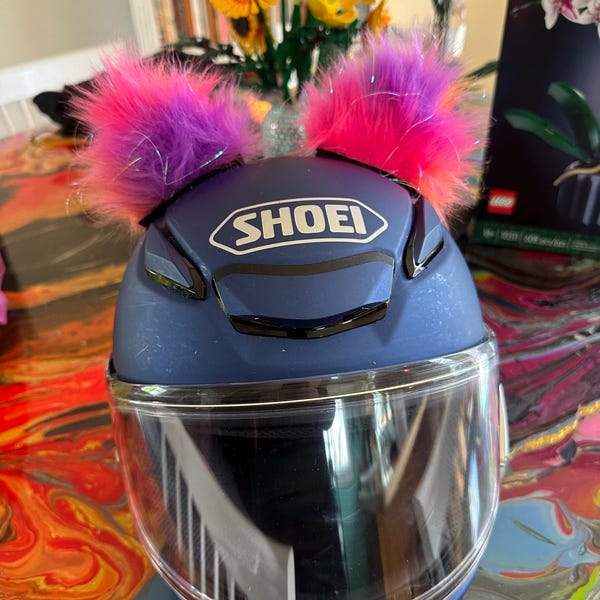Cat Ears Candy Pink Faux Fur That Sticks on (your Helmet!)ski Bike ...
