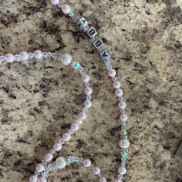 First Holy Communion Gift, Catholic Flower Rosary Beads in Pink - Baby ...