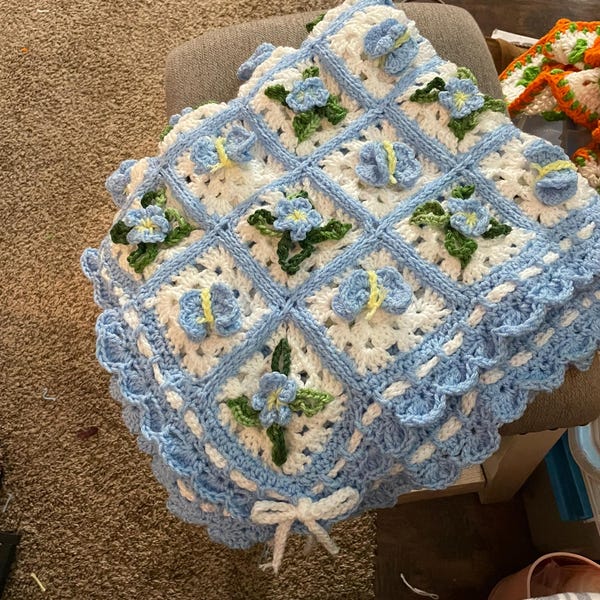 Forget Me Not Baby Blanket Pattern, Crochet Flower Blanket, Pdf Pattern ...