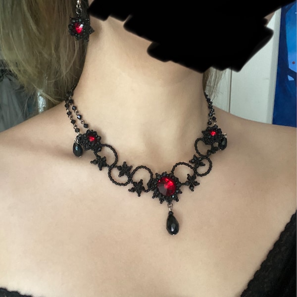 Victorian Necklace/goth Beaded Necklace/handmade Gothic Necklace/choker ...