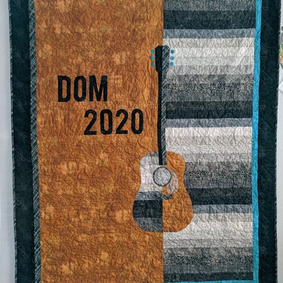 Digital Guitar Applique Quilt Pattern, beautifully Acoustic 67 X 57 ...