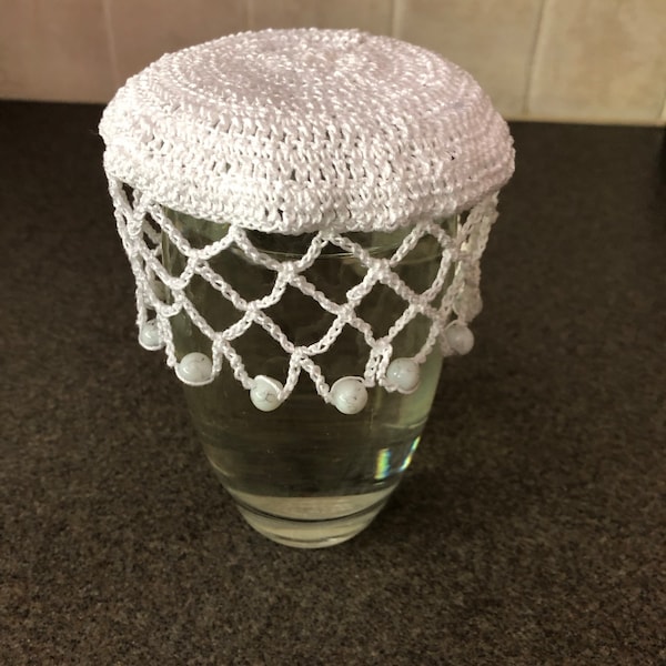 Wine Carafe/jug Cover/wine Glass Cover White Vintage Inspired, Beaded ...