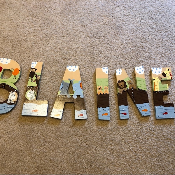 Noahs Ark Animal Noah Custom Hand Painted Nursery Letters Nursery Wall ...