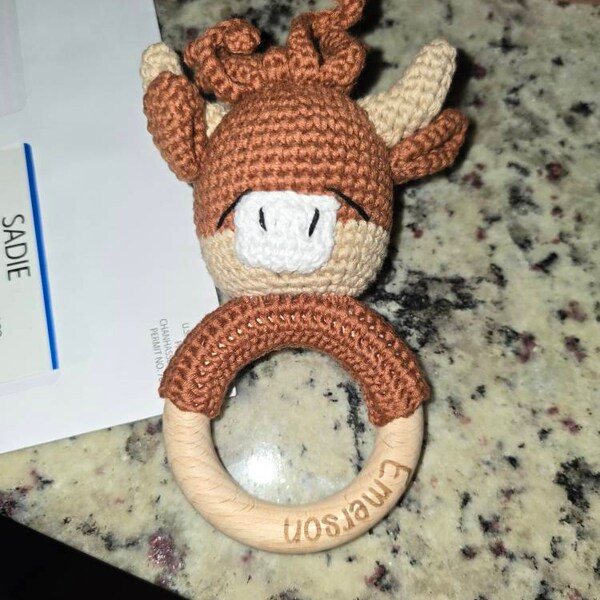 Personalized Baby Animal Rattles | Giraffe Baby Rattle | Crochet Toys ...
