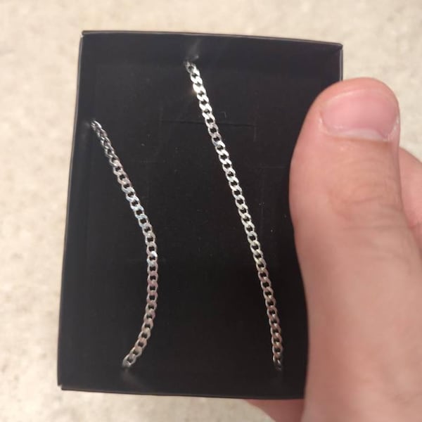 925 Sterling Silver Curb Chain Necklace, Italian Cuban Chain Necklace ...