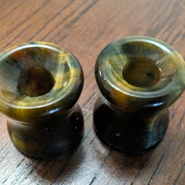 Stone Tunnel Plugs Gauges - Blue Tiger Eye Stone Tunnels - Double Flare ...