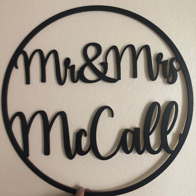 Mr and Mrs Sign for Wall, Large Custom Name Sign, Couples Name Sign ...