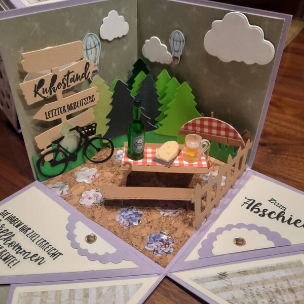 Explosionsbox Rente, Urlaub, Abschied, Auszeit, Ruhestand ...