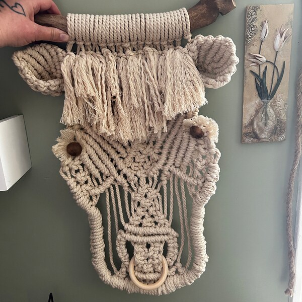 DIY Macrame Highland Cow Tutorial: Farmhouse Decor (PDF Pattern) - Etsy
