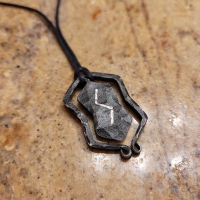 Forged Iron Tiwaz Tyr Tiw Rune Viking Amulet Runic Nordic Pendant ...