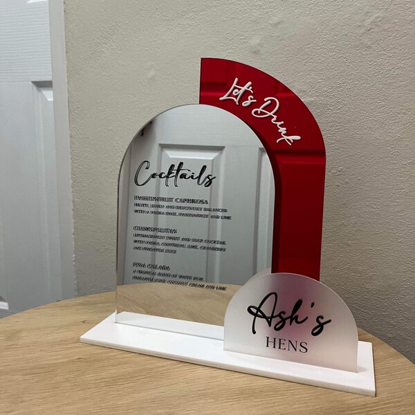 Triple Sign Cocktail Drinks Menu - Printed Drinks Menu, Modern Arch ...