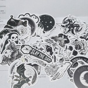 50 Cool Black and White Goth Laptop Stickers Dark Skull Tattoo Decals ...