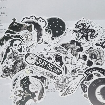 50 Cool Black and White Goth Laptop Stickers Dark Skull Tattoo - Etsy