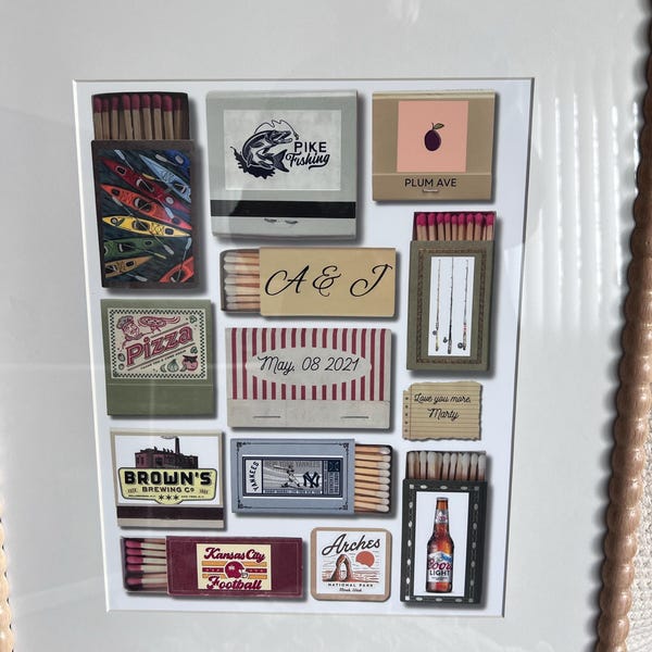 Matchbook Poster Template | Blue Matchbook Art | Blank DIY Matchbook ...