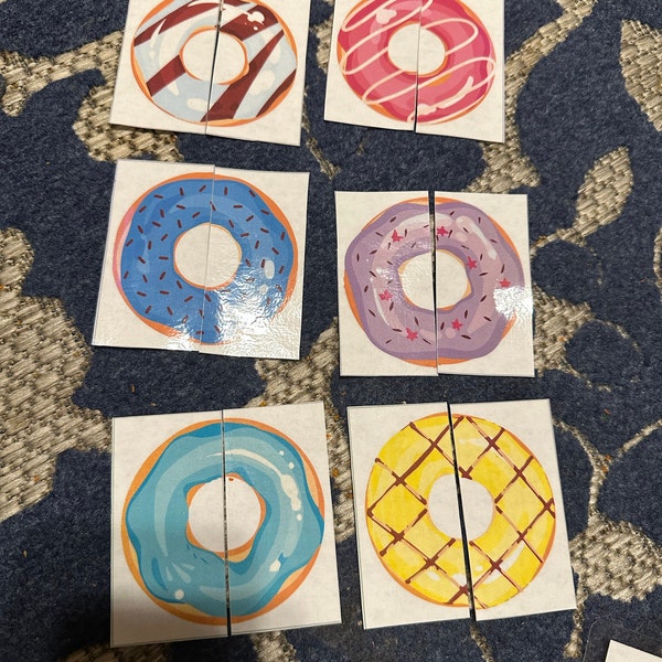 Donut Matching Cards. Printable Match Halves Activity. Toddler ...