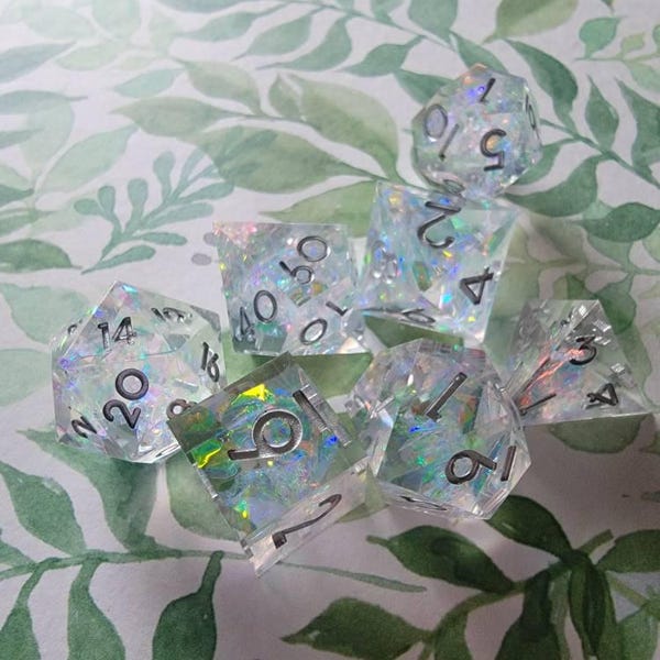 Moonbeam, Clear Polyhedral Sharp Edge Dnd Gem Dice Holographic ...