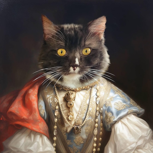 Custom Royal Cat Portrait, Renaissance Cat Painting, Pet Lovers Gift ...