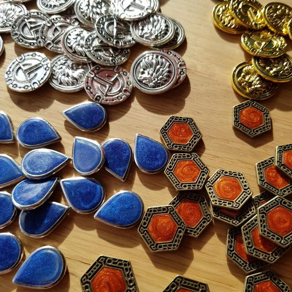40x Dragon Coins in 3 Different Colors, Metal Token Upgrade for Board ...